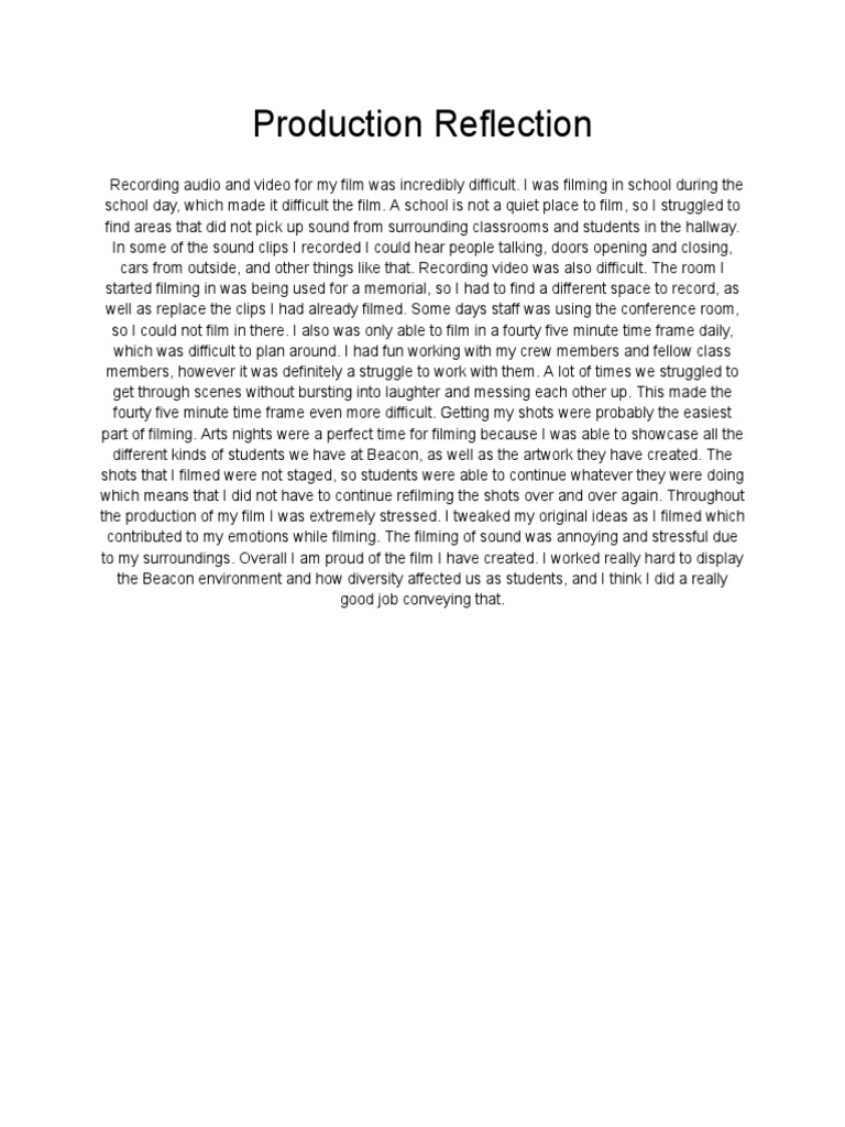 Production Reflection | PDF