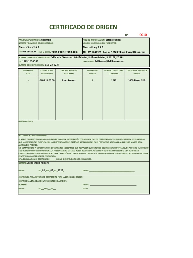 Certificado de Origen PDF | PDF Certificado de Origen PDF | PDF
