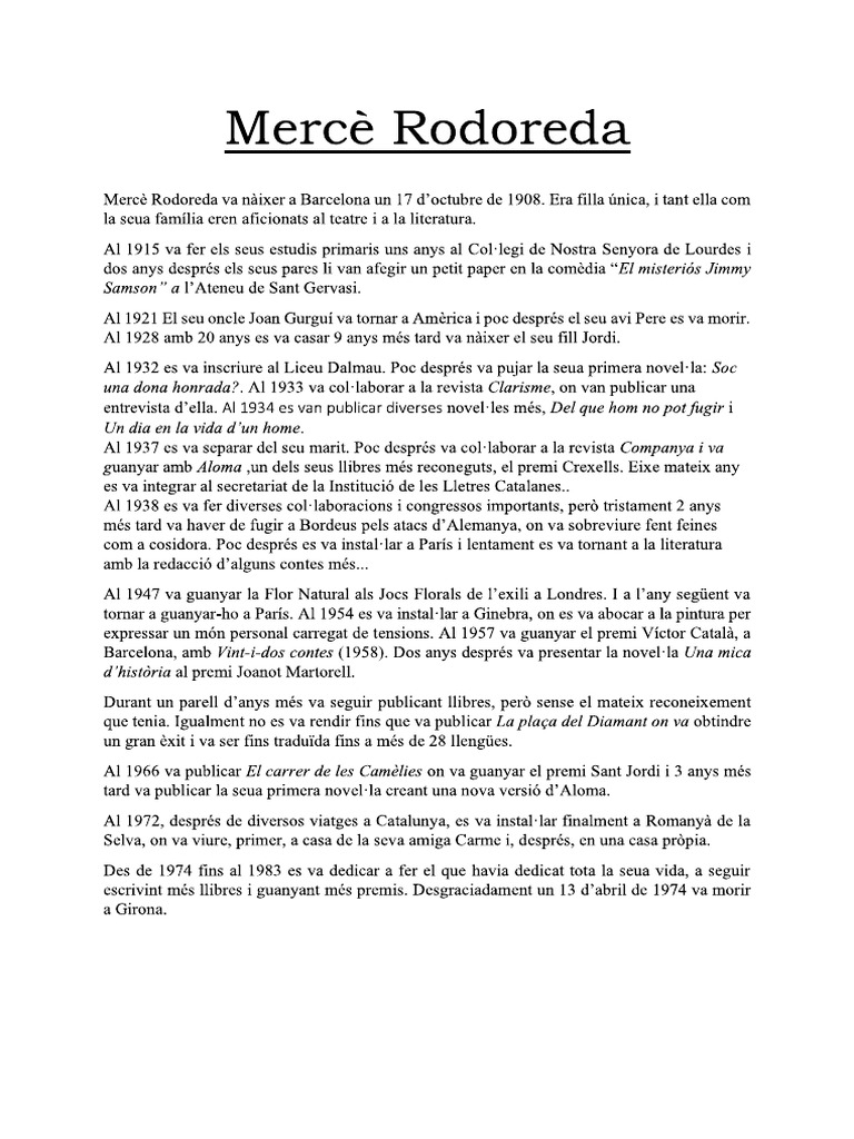Mercè Rodoreda PDF | PDF