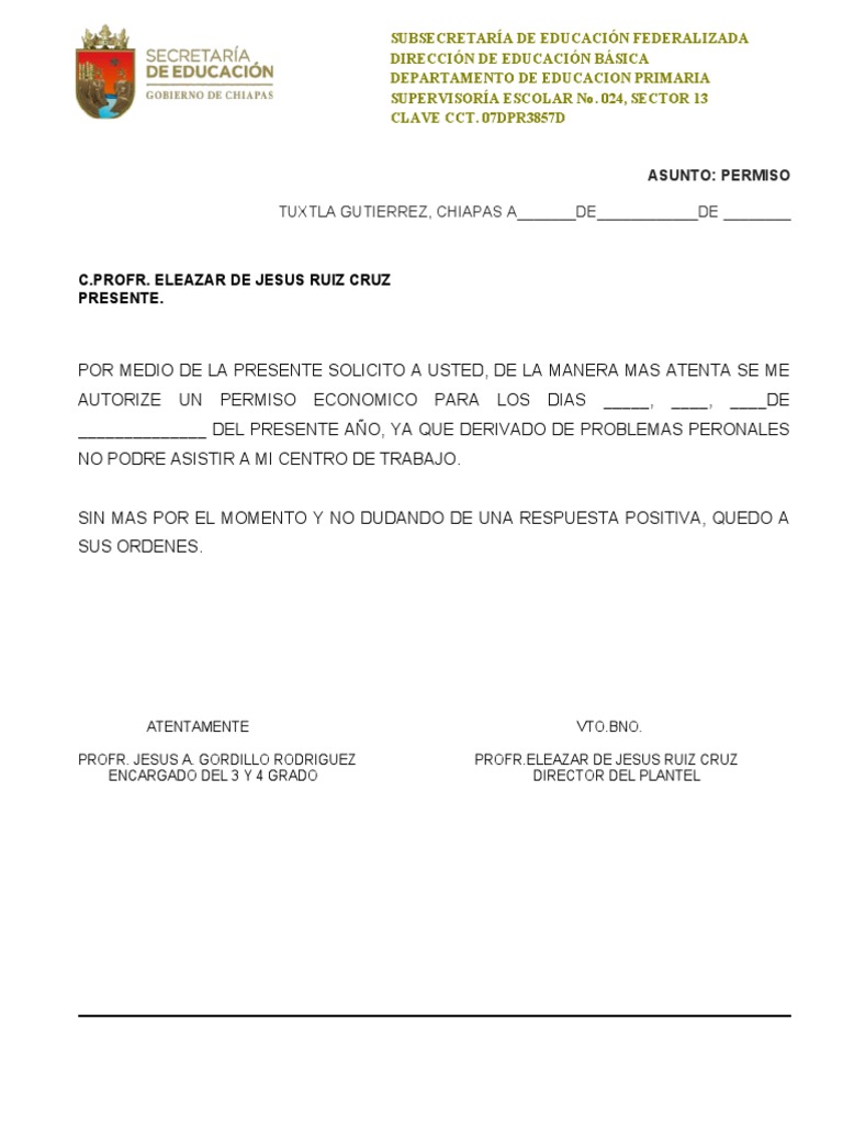 OFICIO DE PERMISO PRIMARIA - Docx (Corregido) | PDF