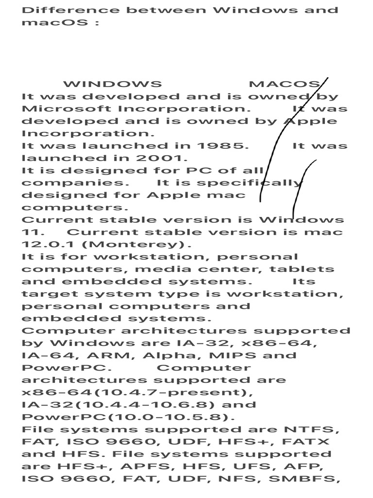 Difference Between Windows and macOS : PDF | PDF