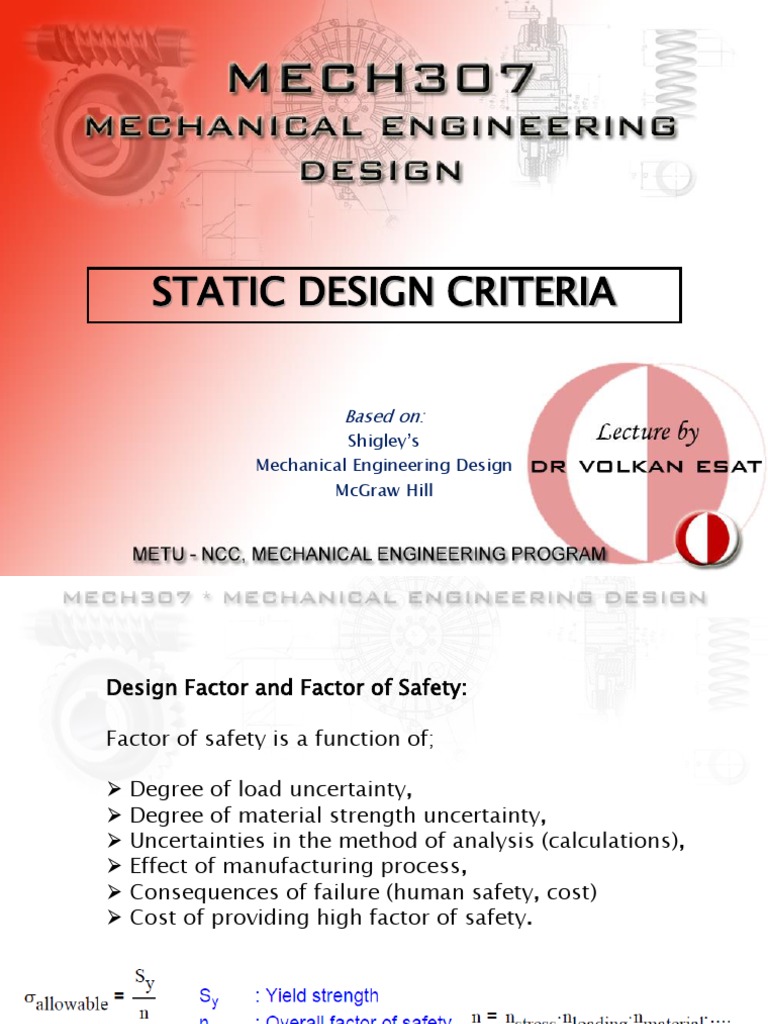 MECH307 - 2018-19 FALL - L05 - Static Design Criteria PDF | PDF