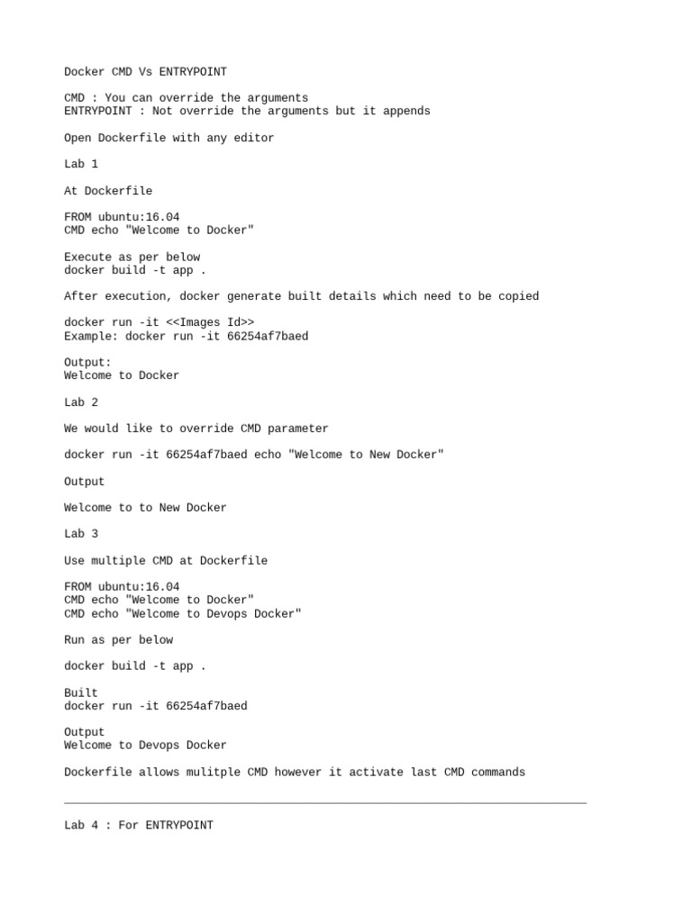 CMD Vs Entrypoint | PDF