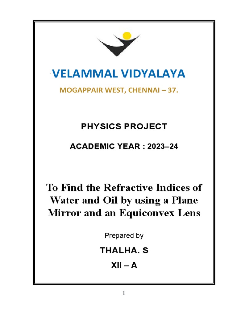 Physics Project_Thalha.pdf | PDF | Refractive Index | Refraction