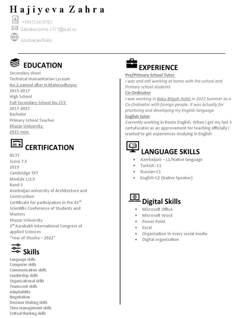 Zahra Hajiyeva CV | PDF