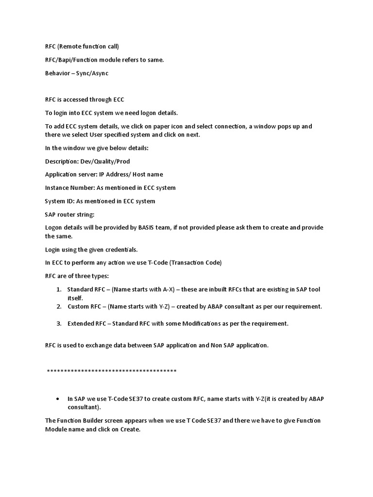 Configuring Remote Function Calls Rfcs Between Sap And Non Sap Systems Pdf 