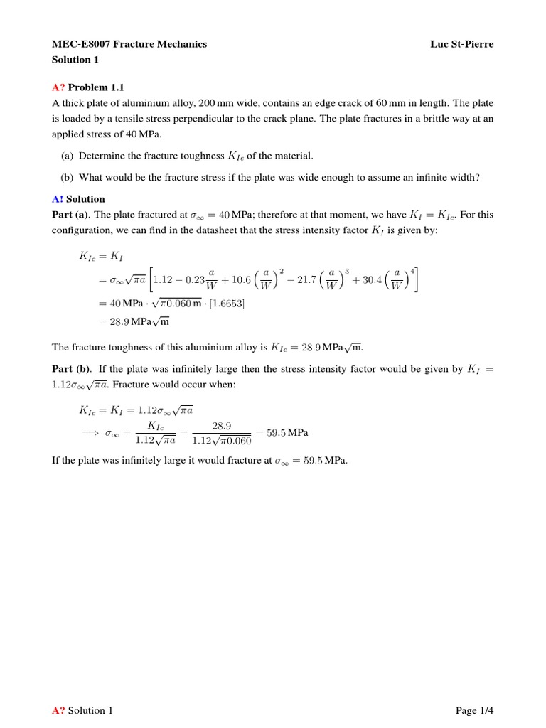 Solution1 PDF | PDF | Fracture | Fracture Mechanics