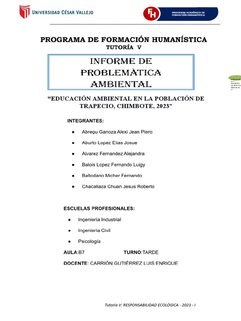 Informe Tutoria V 2023-1 | PDF