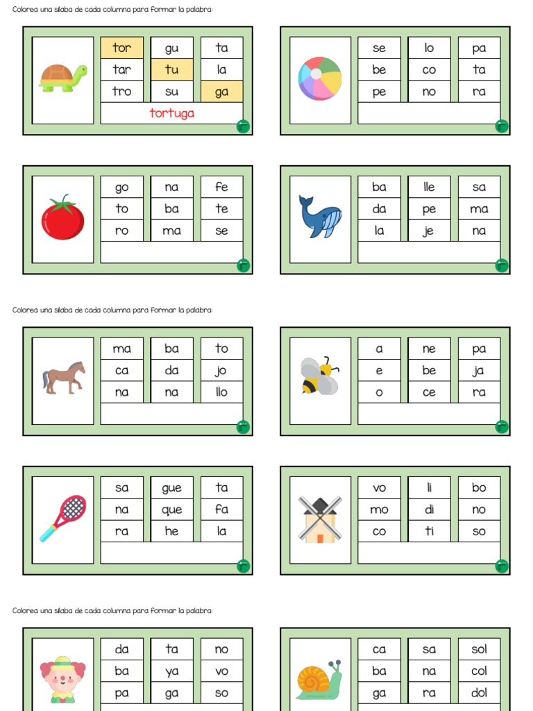 Tarjetitas Formar Palabras Trisilabas PDF | PDF