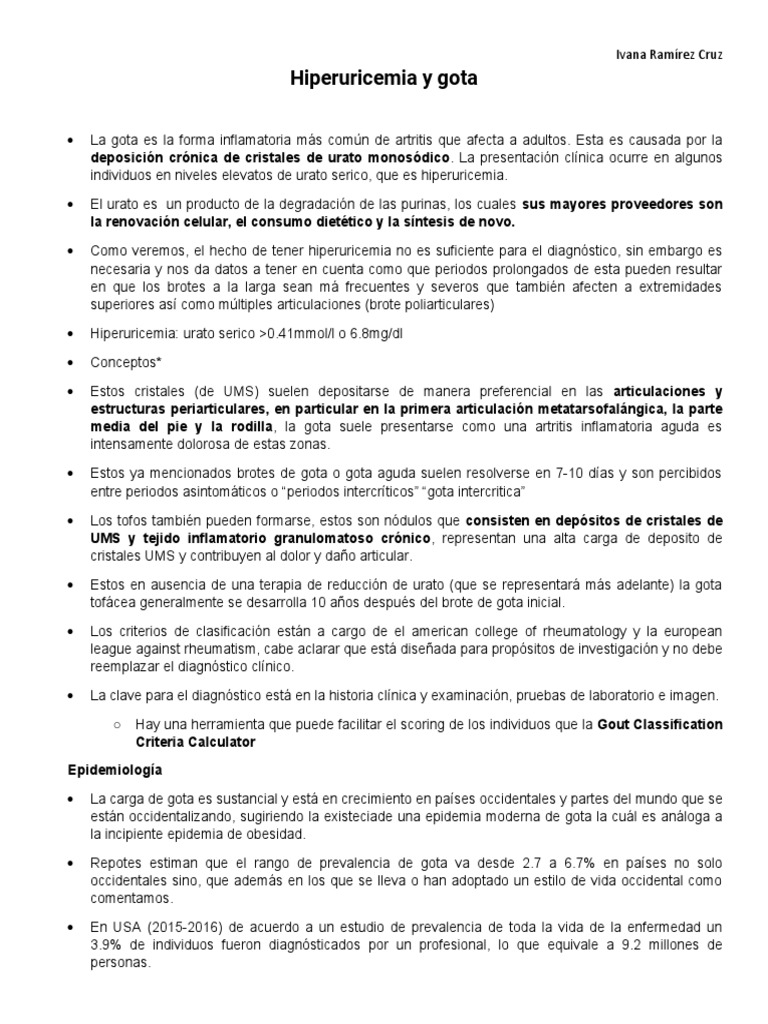 Hiperuricemia y Gota | PDF | Gota | Inflamación