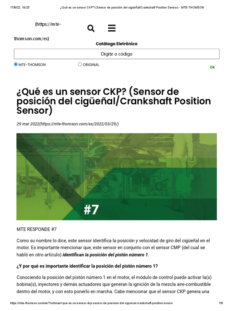 ¿Qué Es Un Sensor CKP - (Sensor de Posición Del Cigüeñal - Crankshaft Position Sensor) - MTE ...
