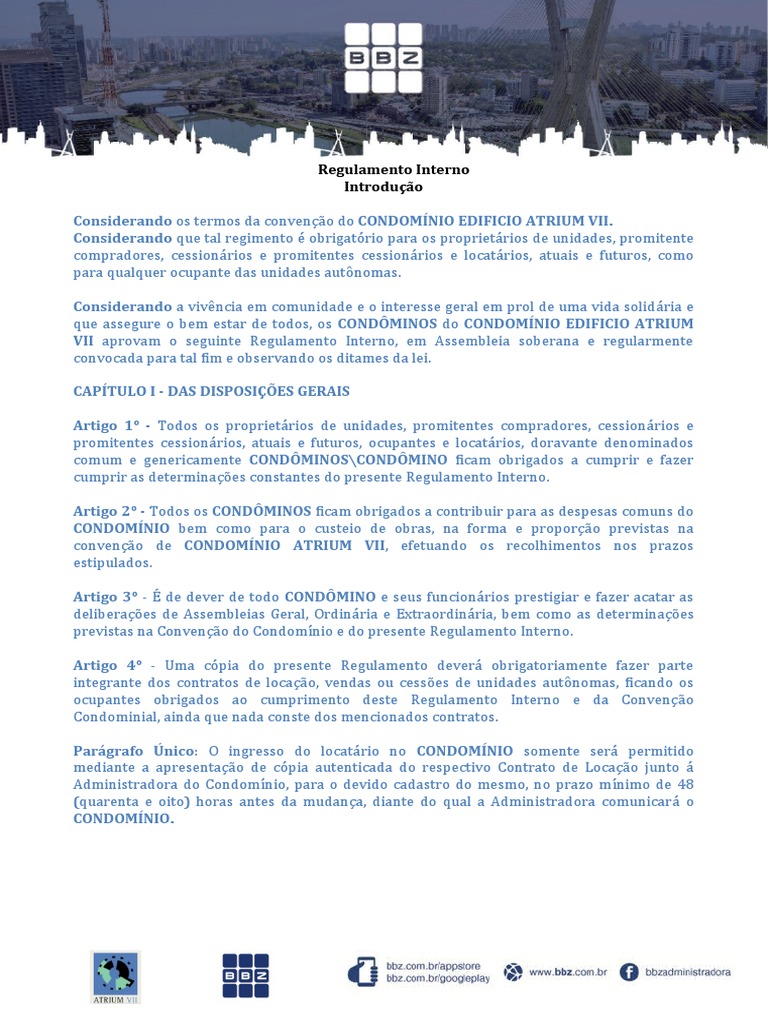 Regulamento Interno - Condominio Edificio Atrium Vii | PDF