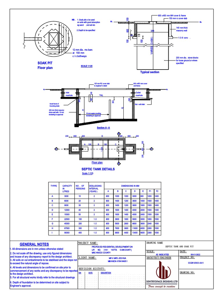 Septic Tank and Soak Pit Design Details | PDF