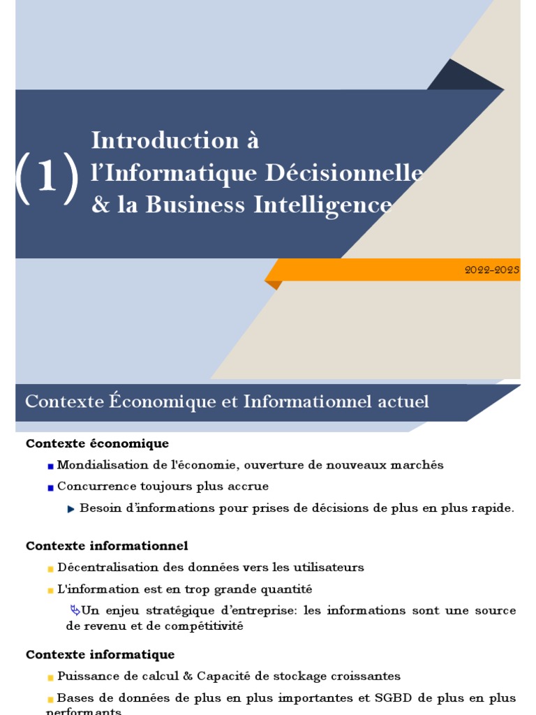 Introduction BI | PDF | Informatique décisionnelle | Entrepôt de données