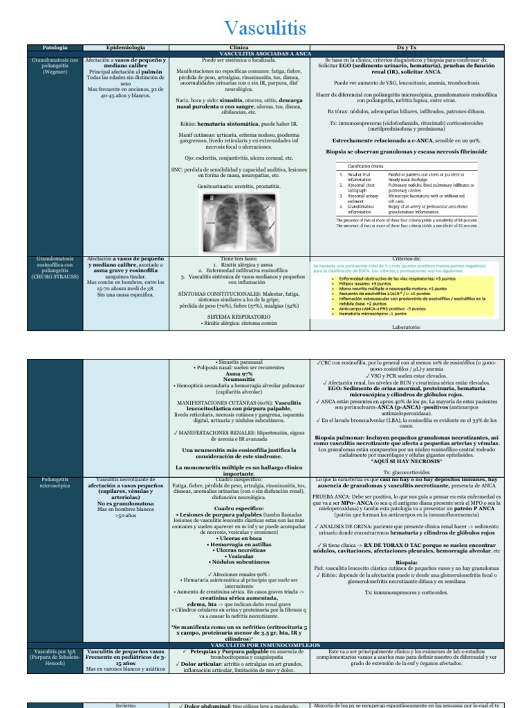 Vasculitis Cuadro | PDF