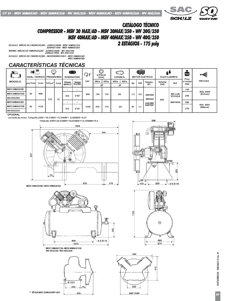 Catálogo Técnico Compressor - MSV 30 Max - Ad - MSV 30max - 350 - WV 30G - 350 MSV 40max - Ad ...