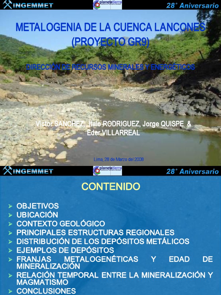 Sanchez 2008 CGP PPT Metalogenia - Cuenca - Lancones | PDF