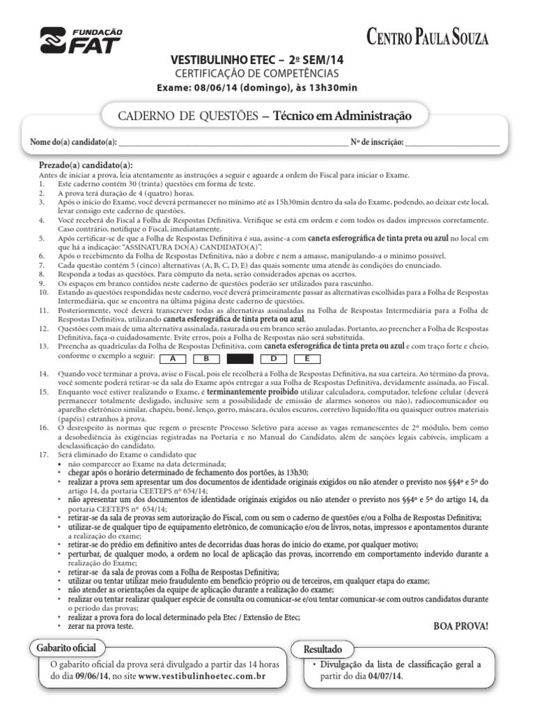 Administracao Rem 2s-2014-Prova PDF | PDF | Competência (Recursos Humanos) | Gestão de recursos ...