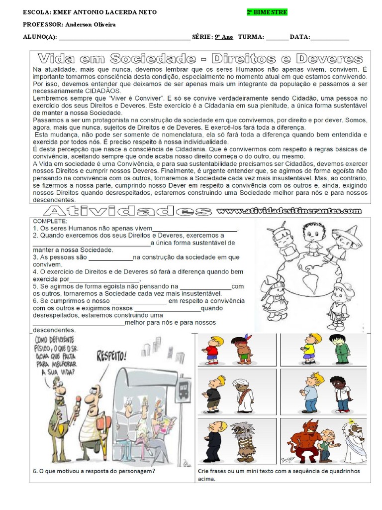 9º Ano Ativ de Segunda | PDF