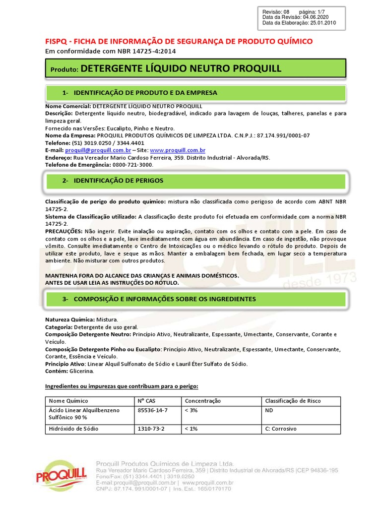Fispq Detergente Líquido Proquill | PDF