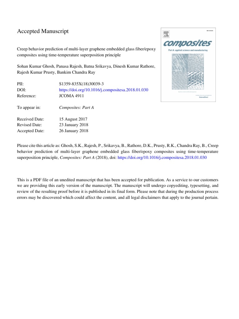 Creep Behavior Prediction Of Multi Layer Graphene Embedded Glass Fiber Epoxy Composites Using 