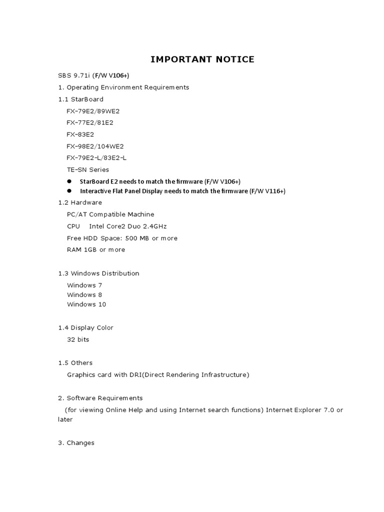 2018.26 SBS 9.71i (FW V106+) Important Notice | PDF