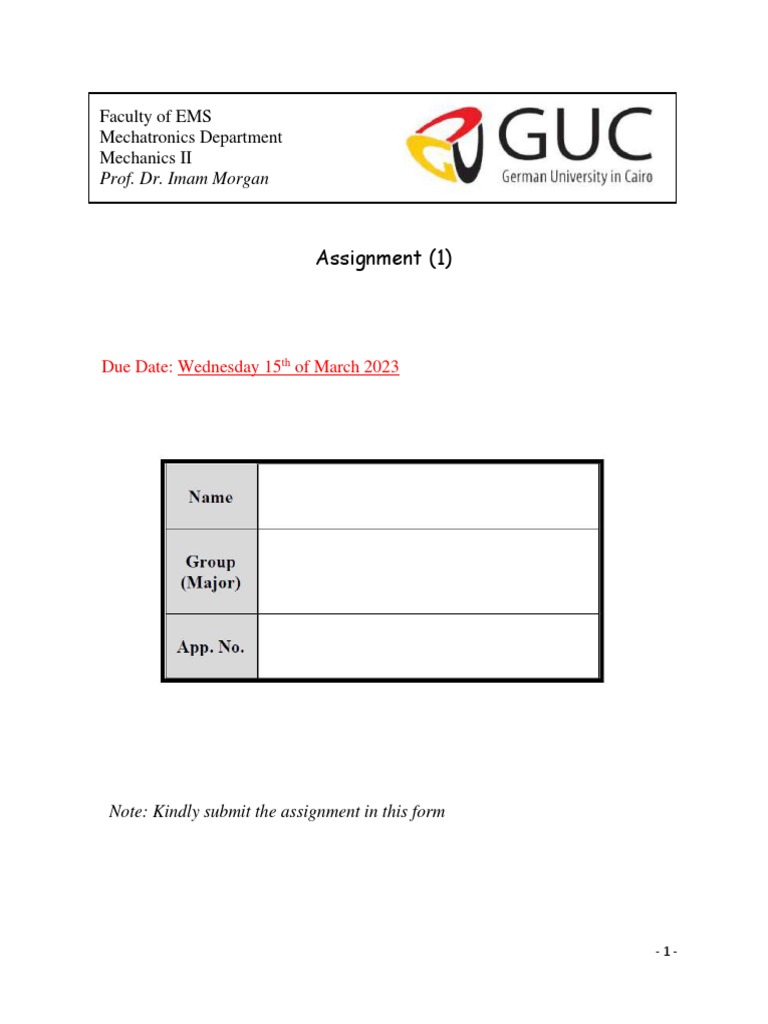 Mechanics II Assignment Tasks | PDF
