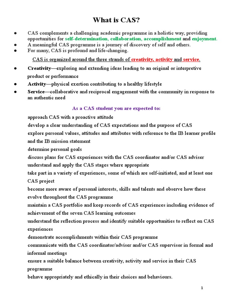Understanding CAS: An Overview of the Core Components and Expectations ...