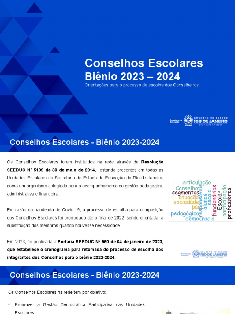 Conselhos Escolares Biênio 2023-2024 | PDF