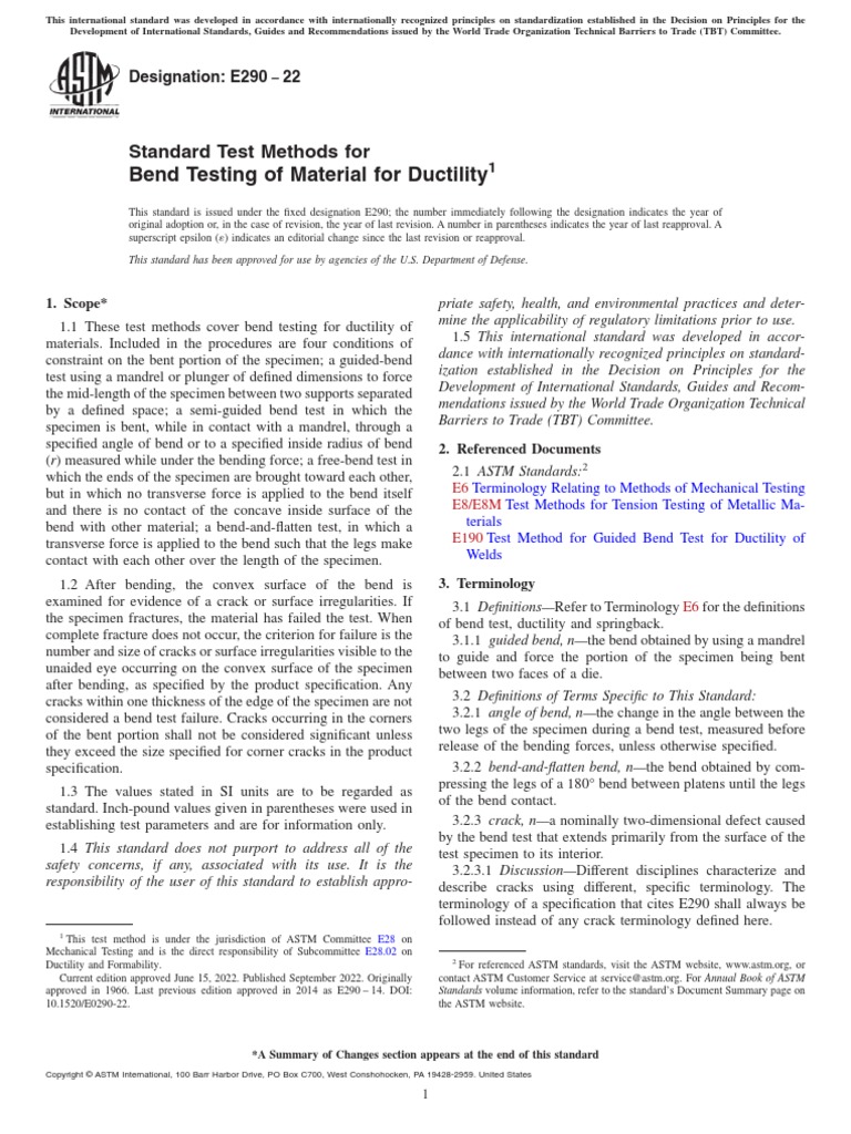 Standard Test Methods For Bend Testing Of Material For Ductility Pdf