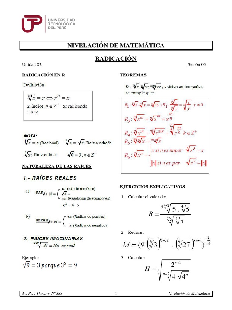 N Mat Separata Sem02 Ses03 Radicacion1 PDF | PDF | Ajedrez