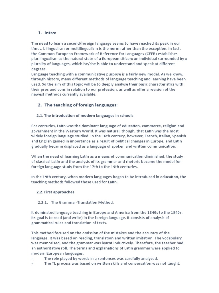 Topic 1. Didactic Evolution of Foreign Language Teaching | Download Free PDF | Language ...