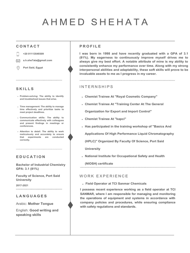 Minimalist White and Grey Professional Resume | PDF