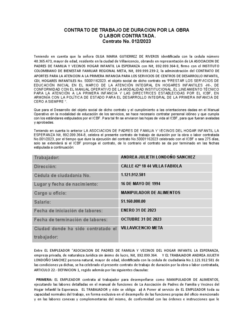 Contrato Andrea Julieth Londoño Sanchez 12 | PDF