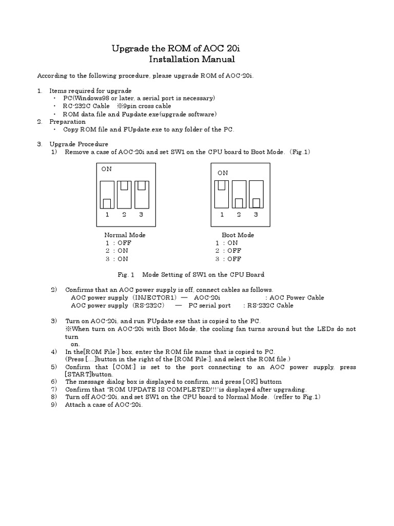AOC-20I&S ROM Upgrade Procedure Using FUpdate PDF | PDF