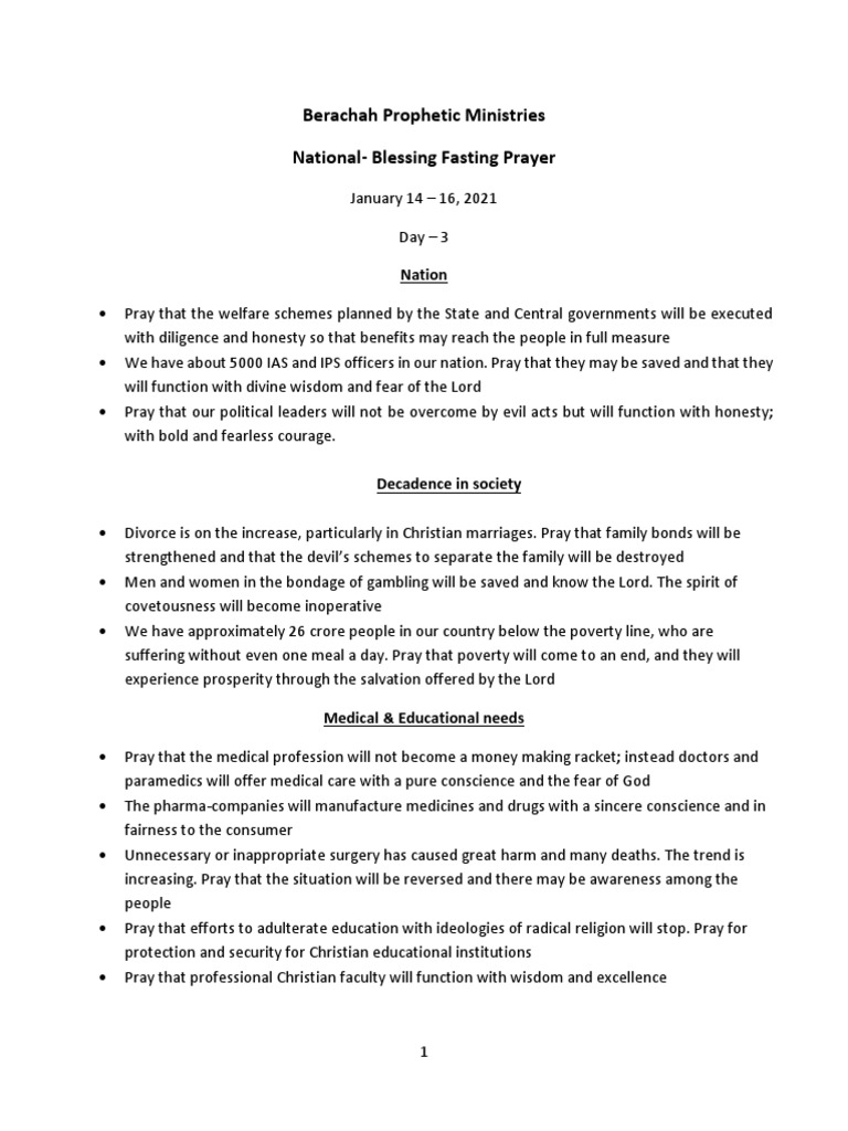 Prayers for National Transformation: Addressing Societal, Political ...