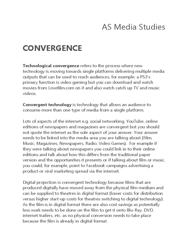 Media Convergence Notes | PDF Media Convergence Notes | PDF