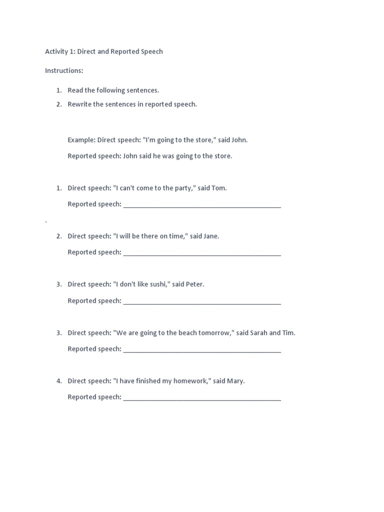 Direct and Reported Speech PDF | PDF