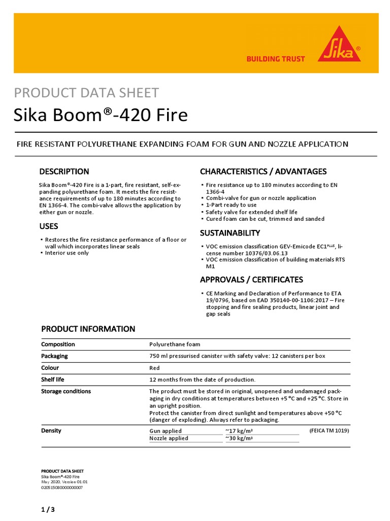 Sika - Boom - 420 - Fire 1 PDF | PDF | Valve | Screw