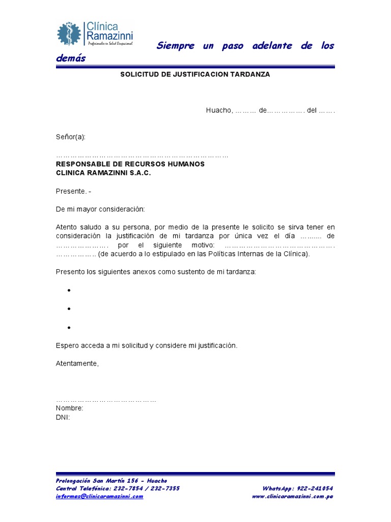 JUSTIFICACION DE TARDANZA | PDF