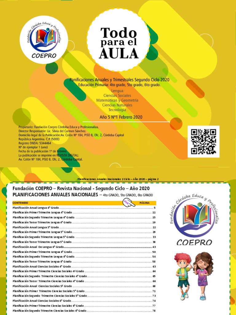 Planificaciones Anuales 4° 5° 6° Revista Todo para El Aula Febrero 2020 | PDF