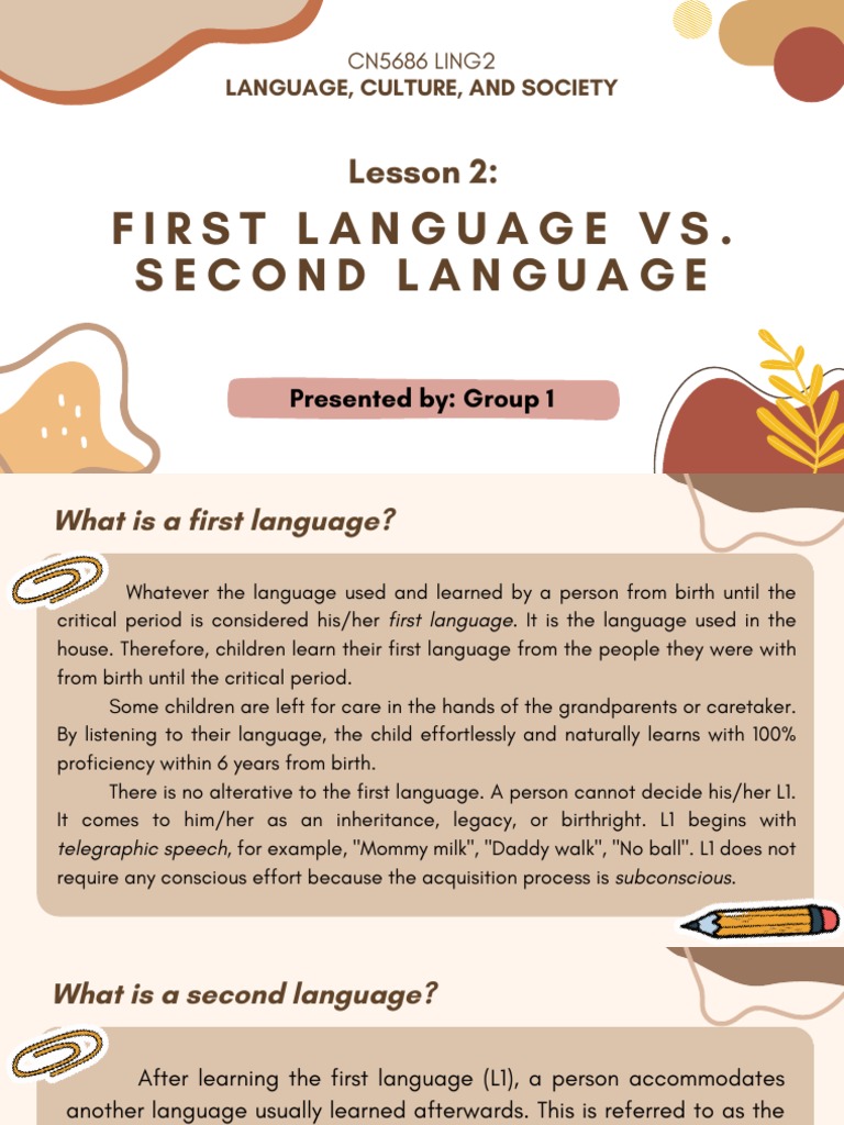 First vs. Second Language Overview | PDF