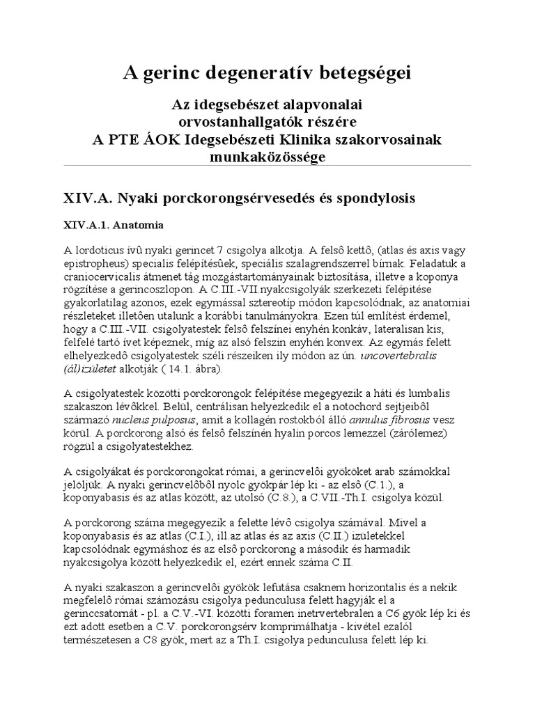 A Gerinc Degeneratív Betegségei | PDF