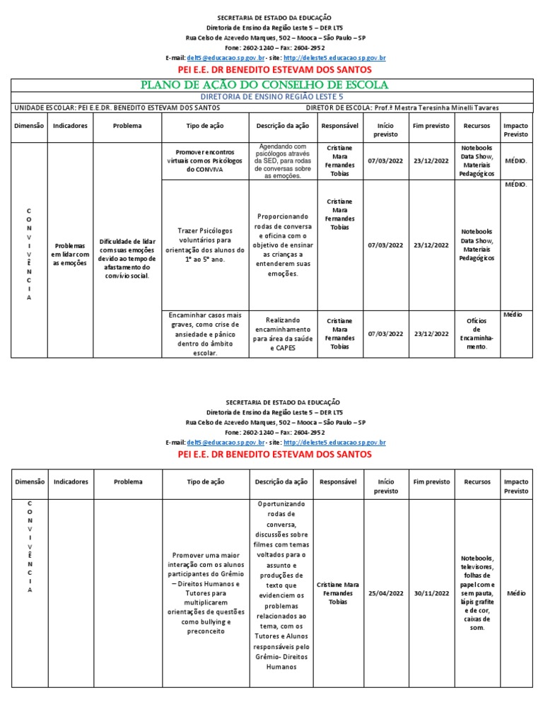 Plano de Ação Conselho de Escola PDF | PDF | Pedagogia
