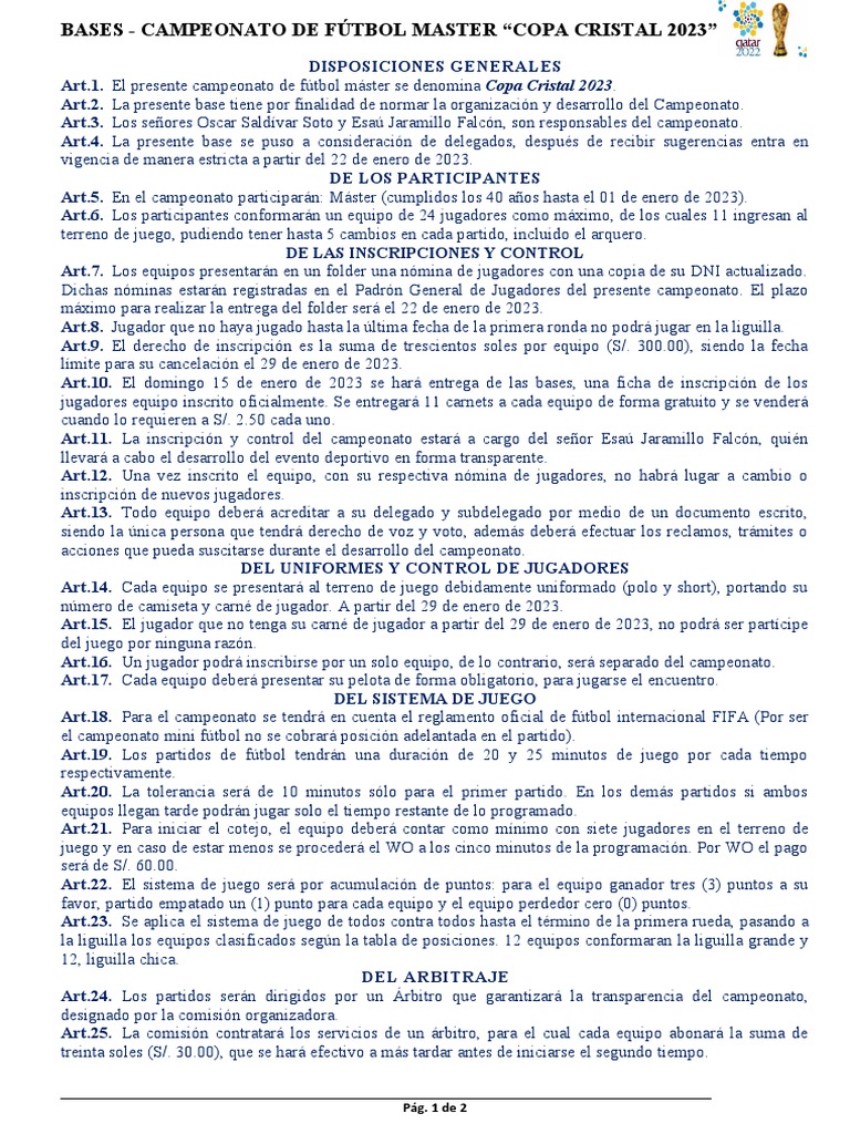 Bases-Copa Cristal 2023 | PDF