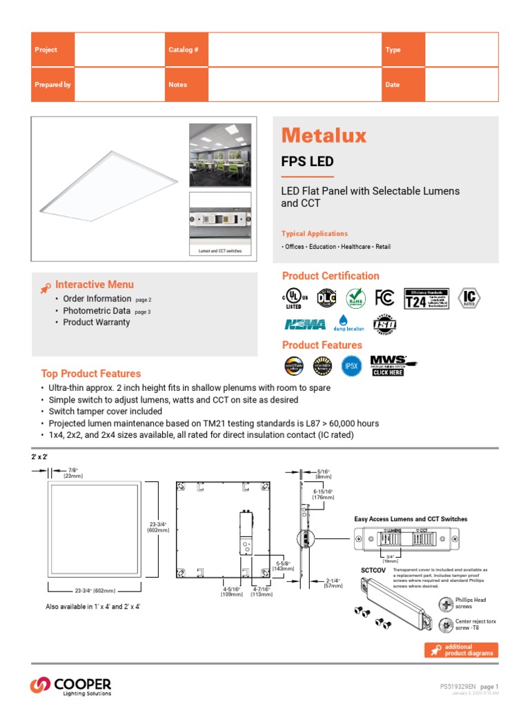 L2,L8_Metalux 2x4 led panel spec sheet.pdf | PDF