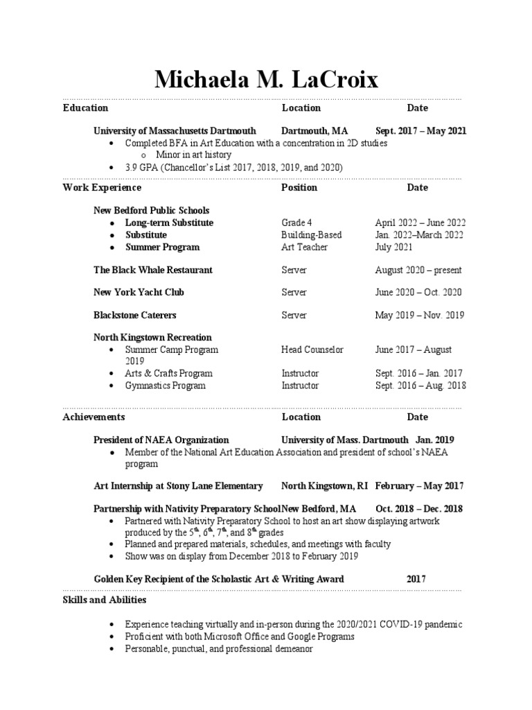 No Address Professional Resume - Michaela Lacroix-4 | PDF