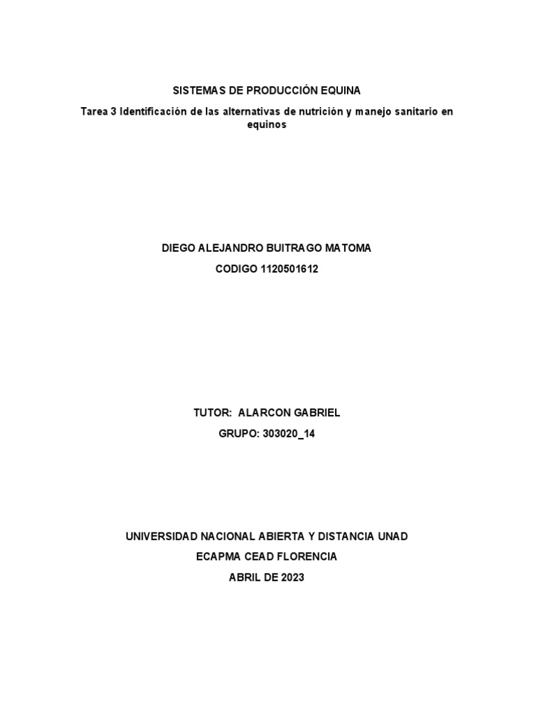 Sistemas de Producción Equina | PDF