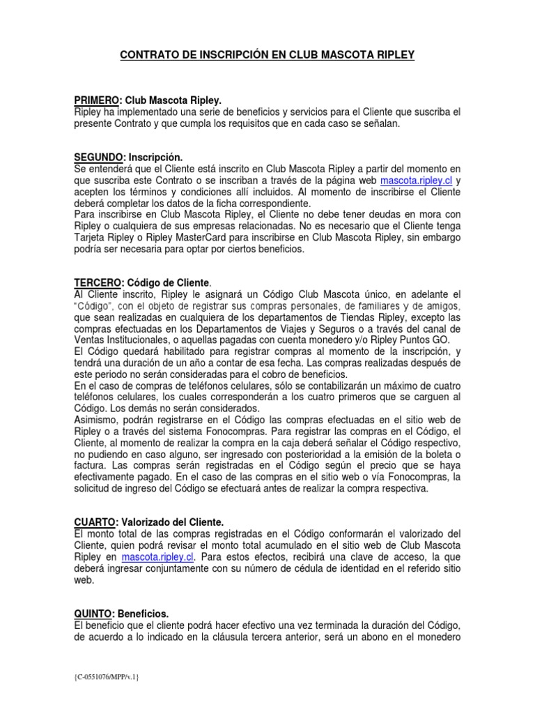 Contrato Club Mascota PDF | PDF