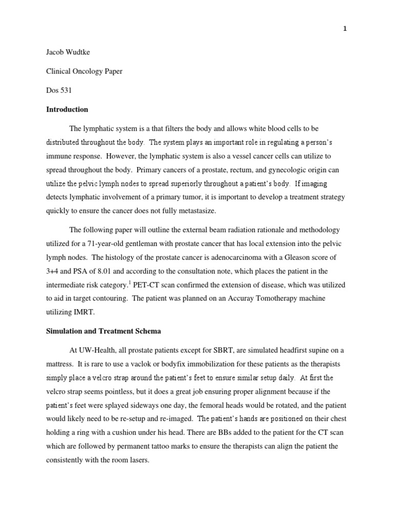 Prostate Cancer Radiation Treatment Plan | PDF